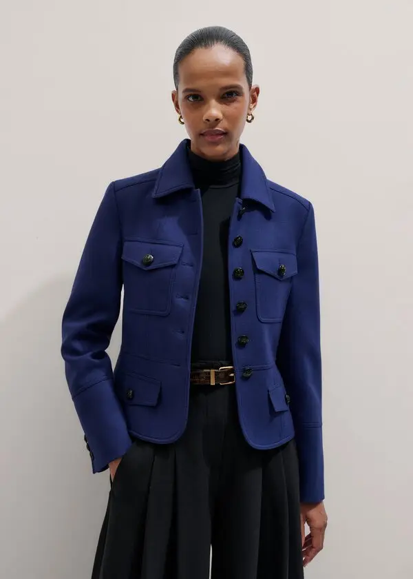 Me+Em Fitted Military Jacket - Jewel Blue | Editorialist